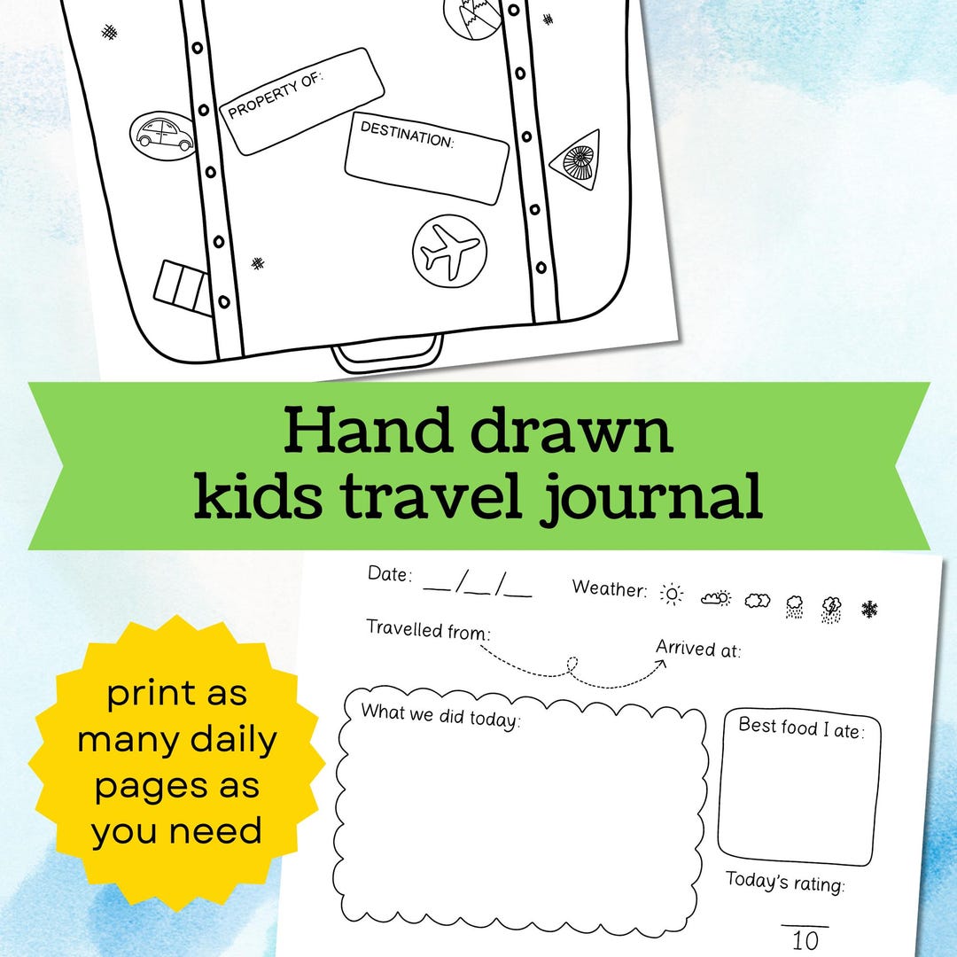 Kids Travel Journal Printable, Travel Diary Digital Download, Family ...