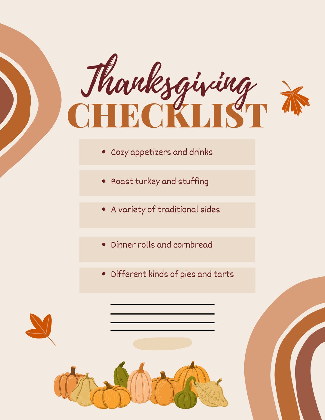 Thanksgiving Checklist - Etsy