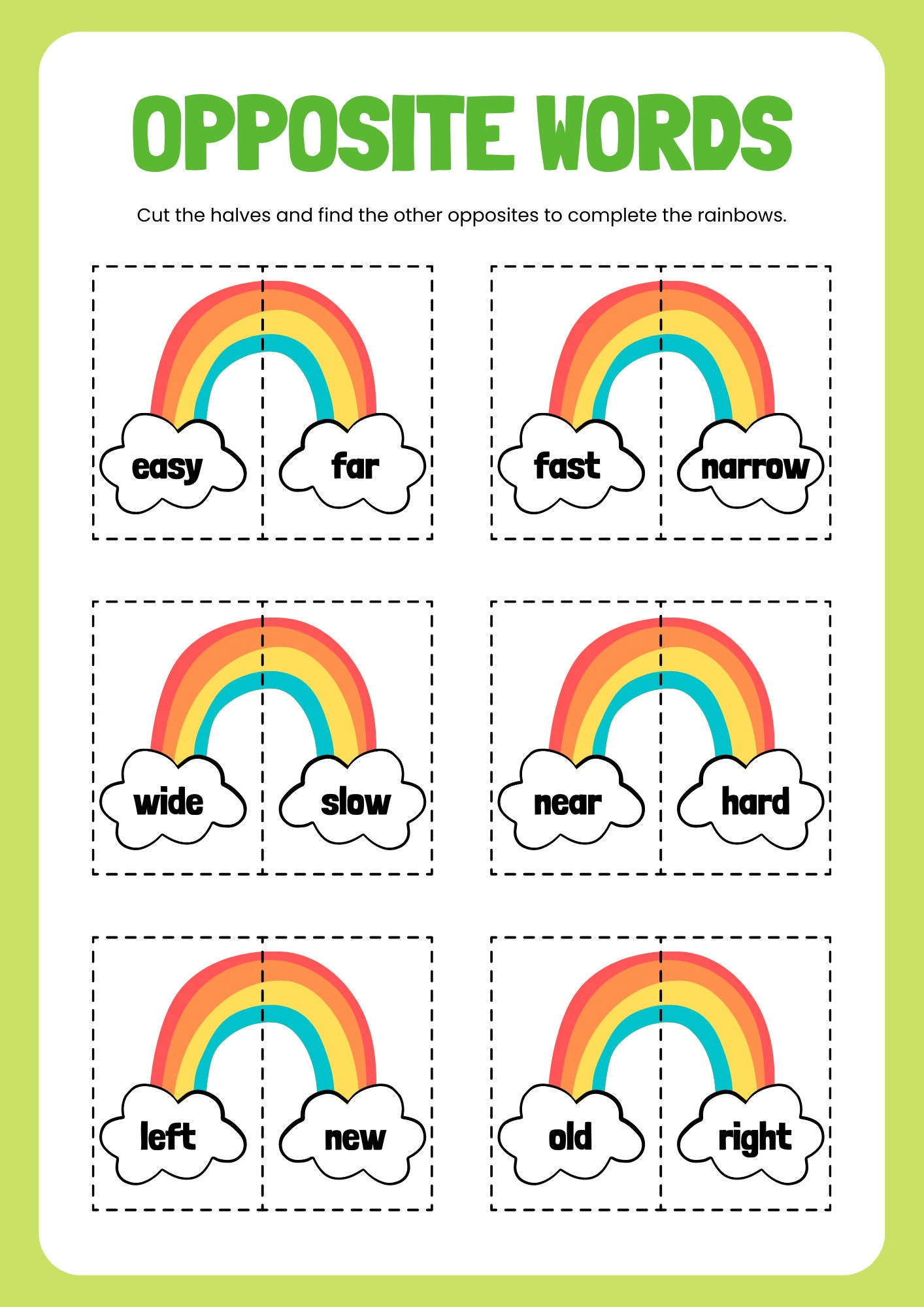 Classroom Opposites Exercise - Etsy