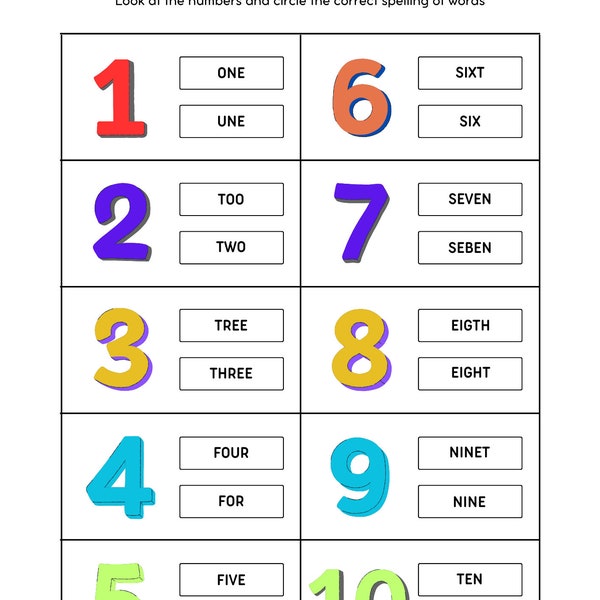 I Know My Numbers Worksheet - Etsy