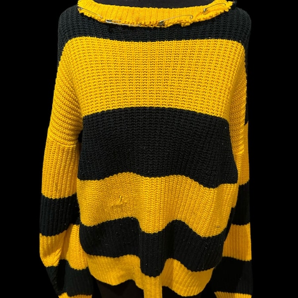 Mens Black and Yellow Sweater - Etsy