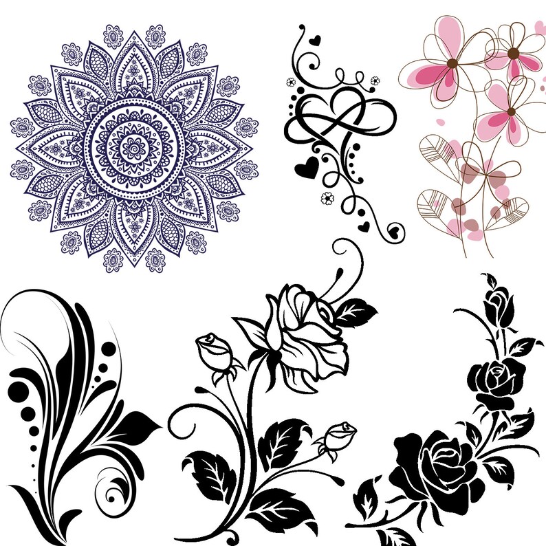 500 SVG Motifs and Floral Designs Instant Download - Etsy