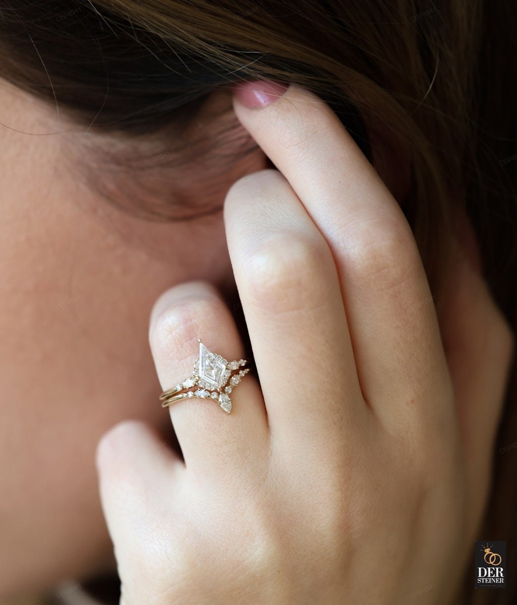 Bridal Set Ring|kite Diamond Wedding Ring|wedding Band|lab Grown ...