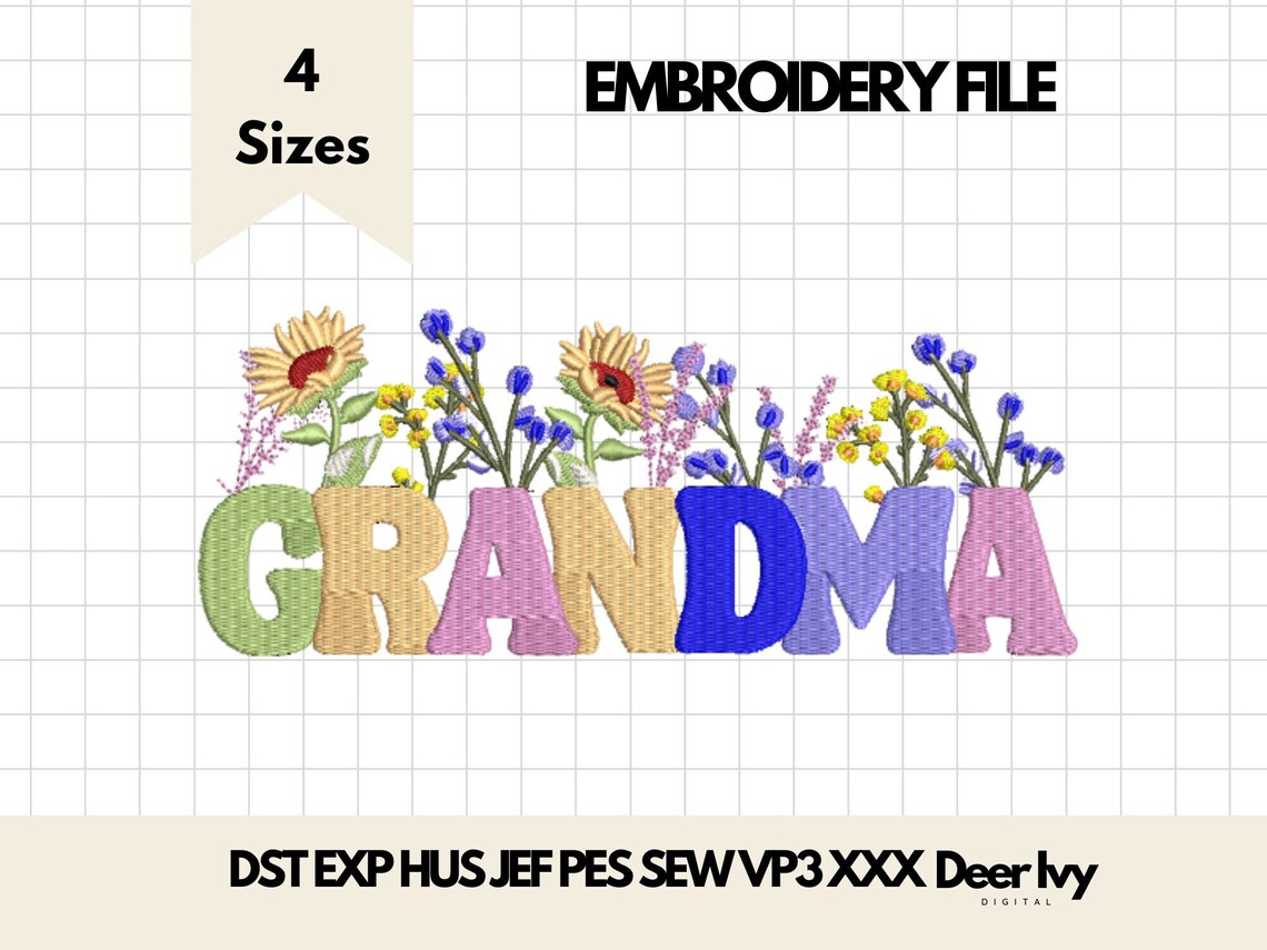 Grandma Flower Machine Embroidery Design, Butterfly Design, Wild ...