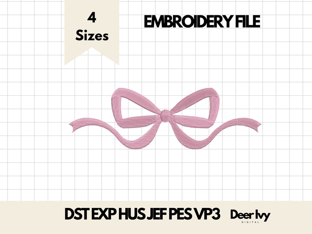Pink bow Embroidery File Pink ribbon bow Blossom Flower Digital File ...