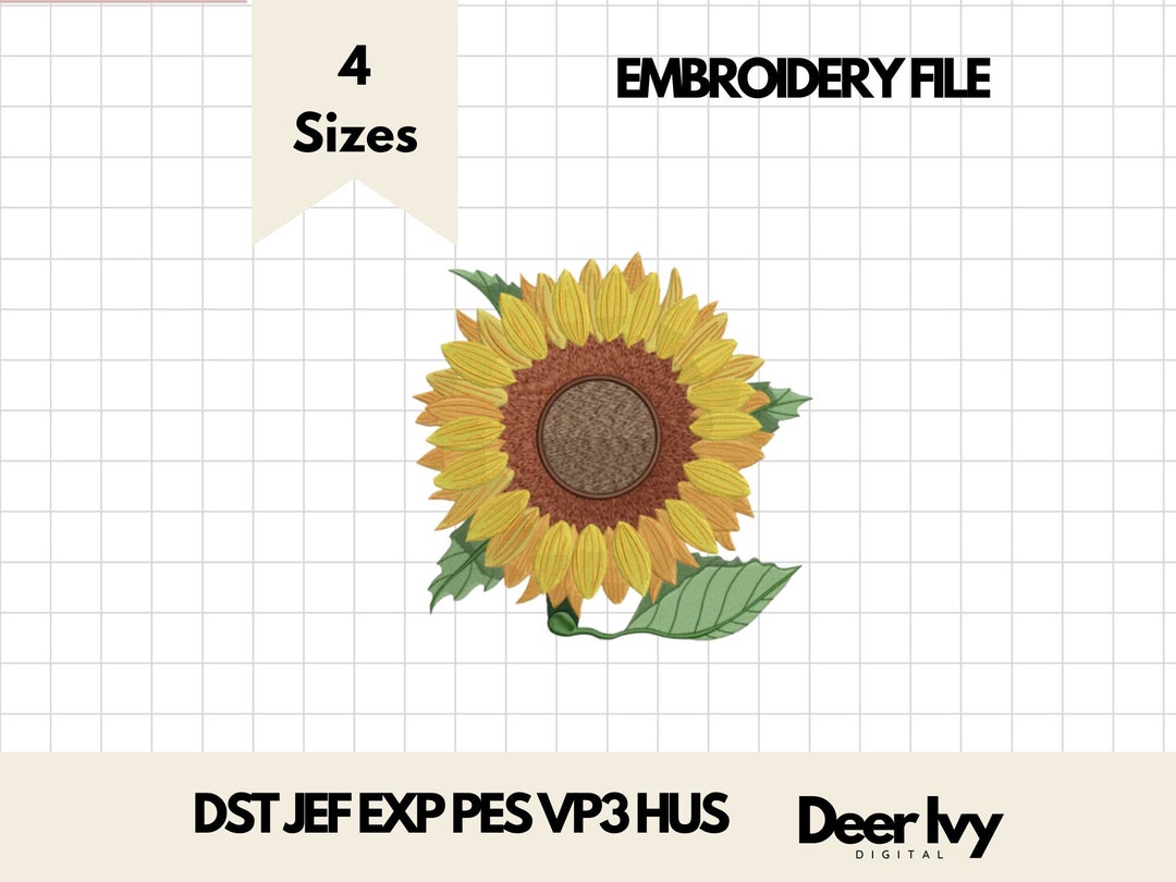 Sunflower Embroidery File Pink Sunflower Flower Digital File Sunflower ...