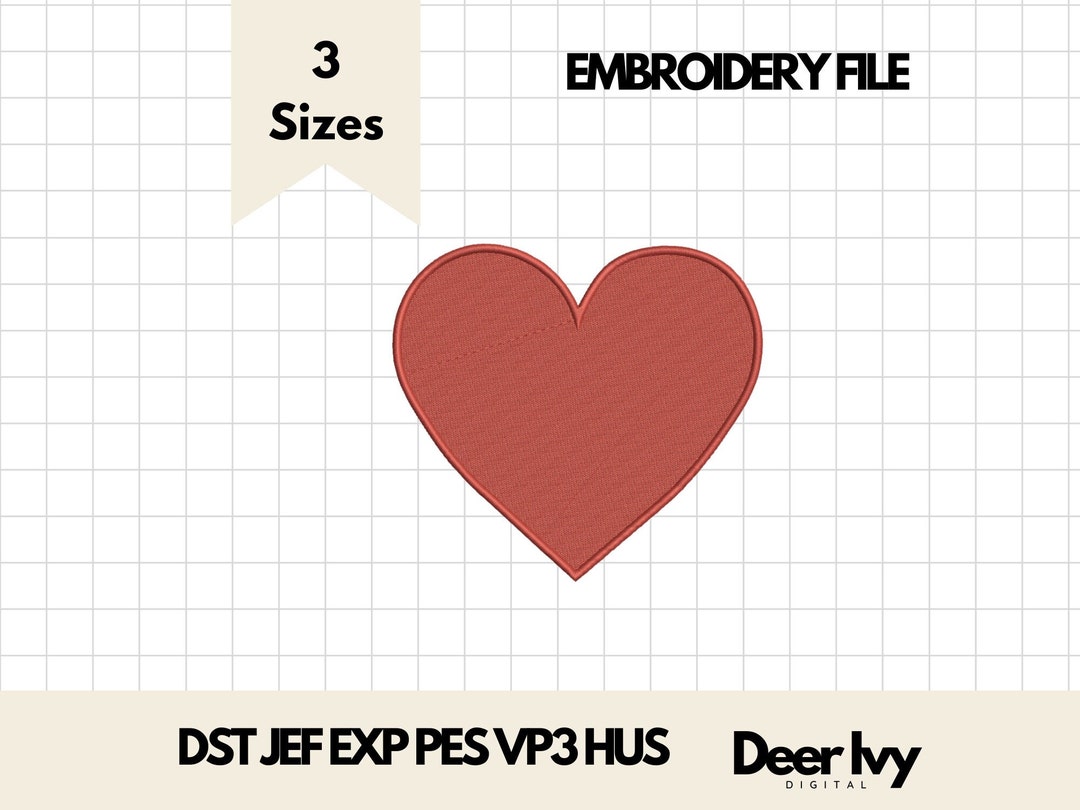 Large Heart Embroidery Digital File Valentines Day File Valentines Day ...
