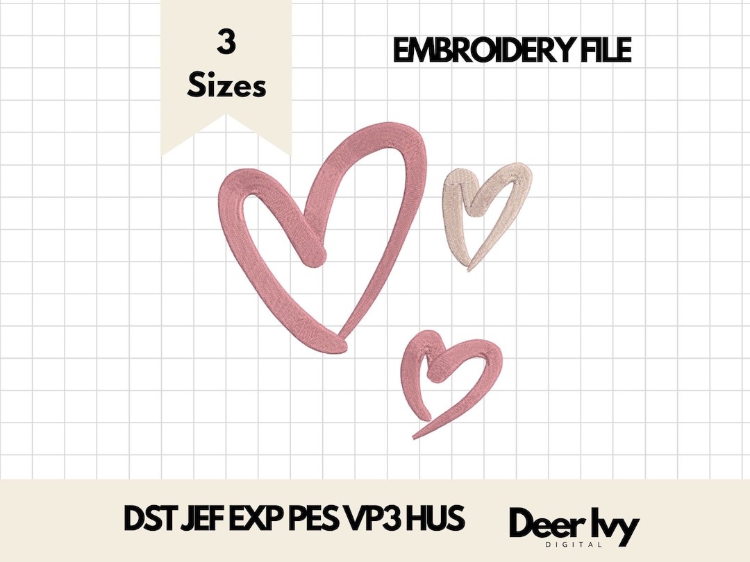 Large Heart Embroidery Digital File Valentines Day File Valentines Day ...