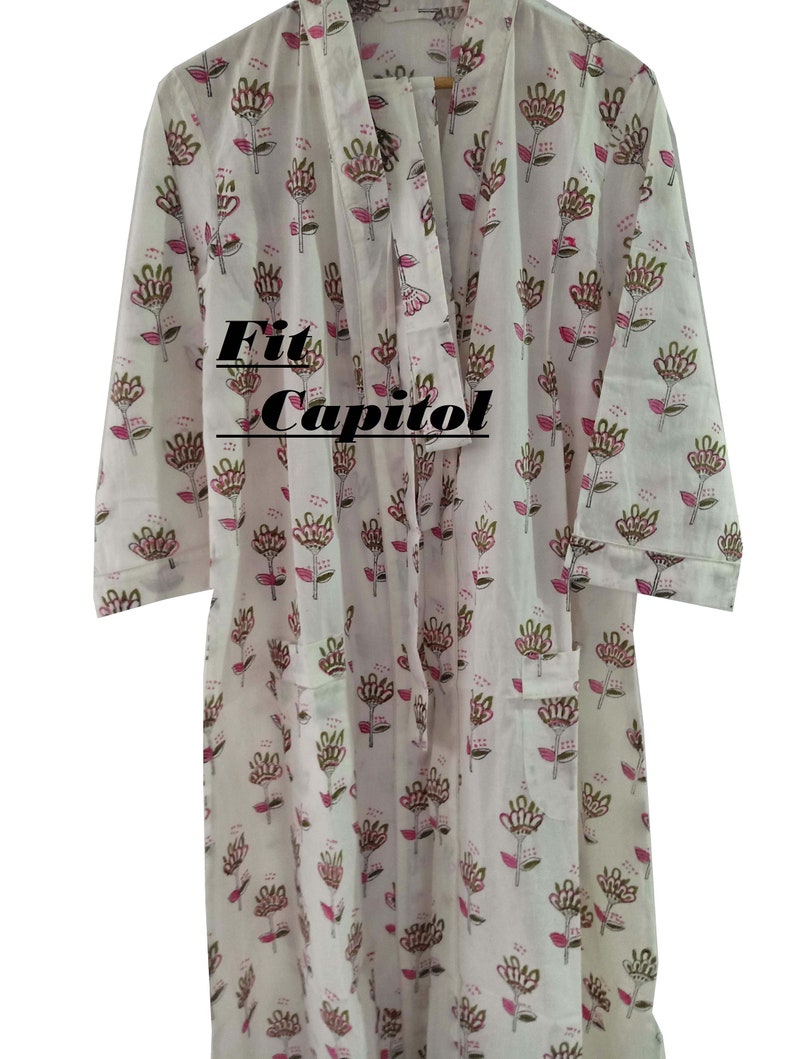 Beautiful Flower Print Kimono, Indian Cotton Summer Robe, House Coat W ...