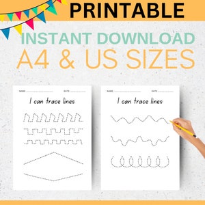 12 Line Tracing Worksheets, Learn to Trace Lines, Writing Practice ...