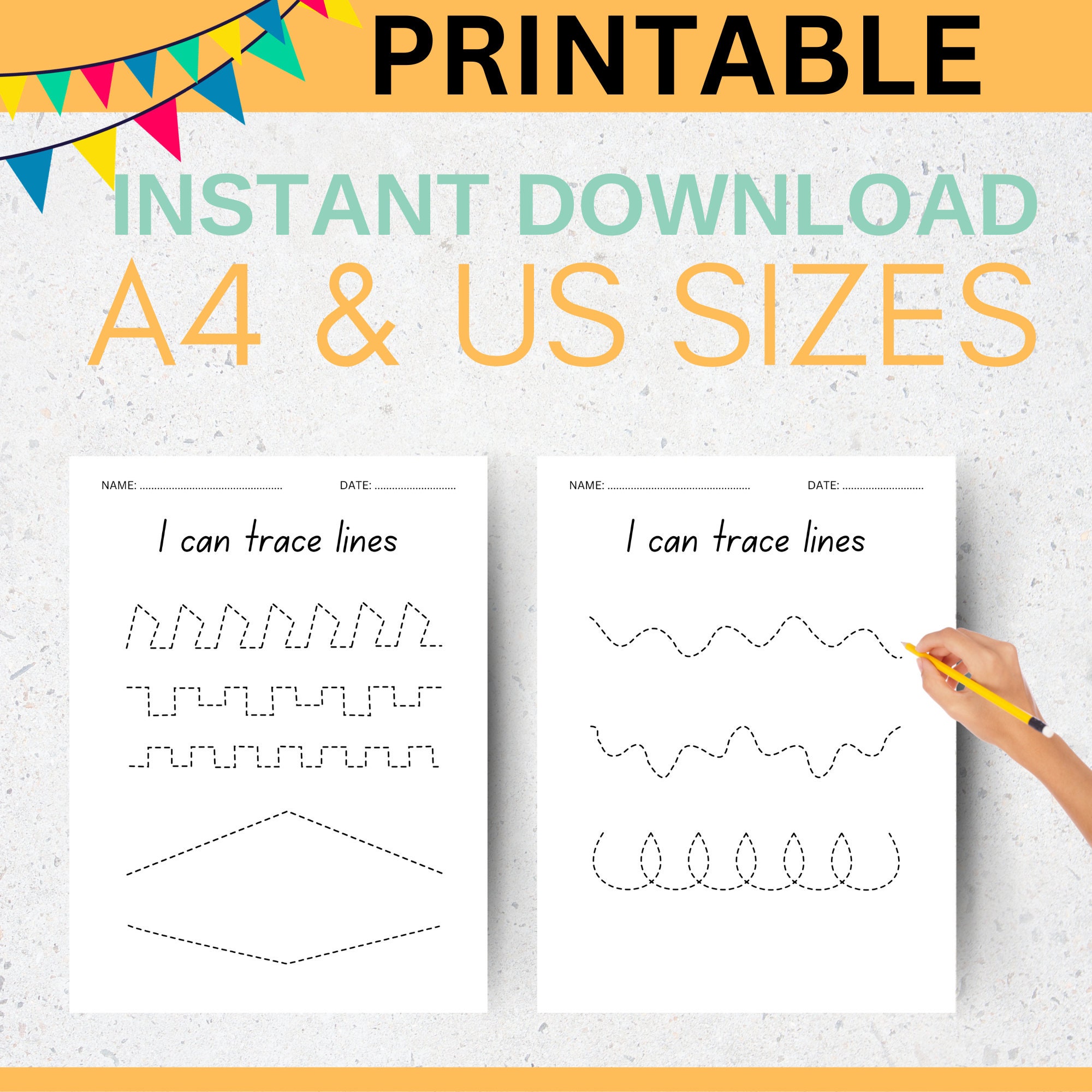 12 Line Tracing Worksheets, Learn to Trace Lines, Writing Practice ...
