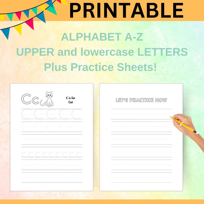 Alphabet A-Z Learn to Trace Worksheets 26 ABC Phonics Tracing Cards ...