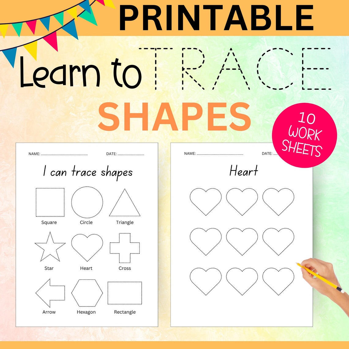 Shape Tracing Worksheets, Basic Shape Tracing, Learn to Trace Shapes ...