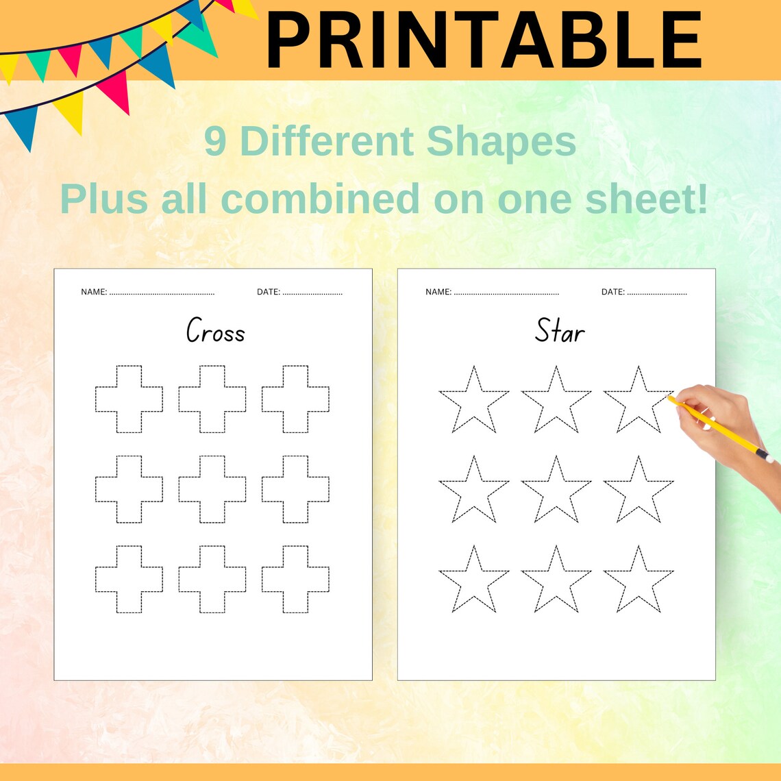 Shape Tracing Worksheets, Basic Shape Tracing, Learn to Trace Shapes ...