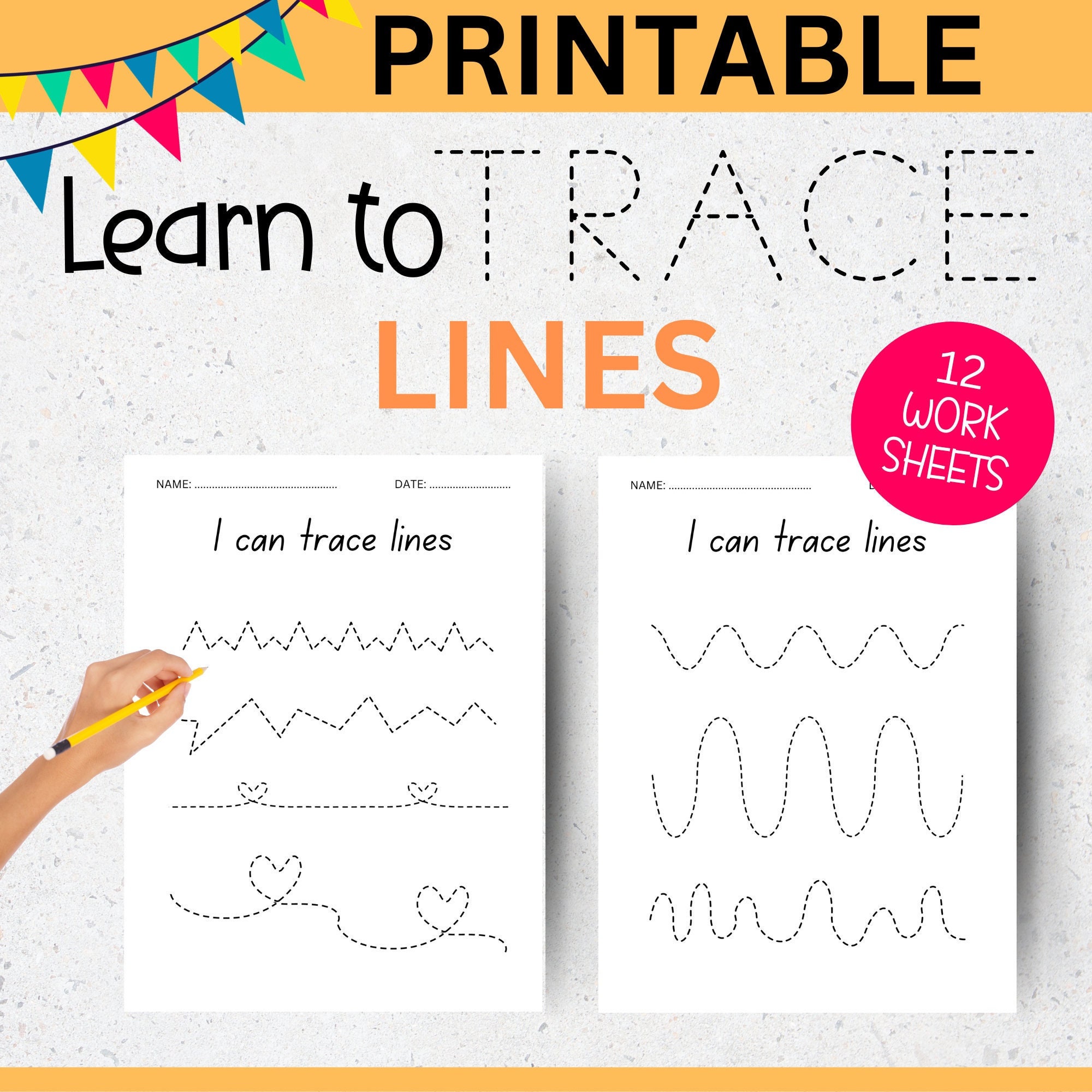 12 Line Tracing Worksheets, Learn to Trace Lines, Writing Practice ...