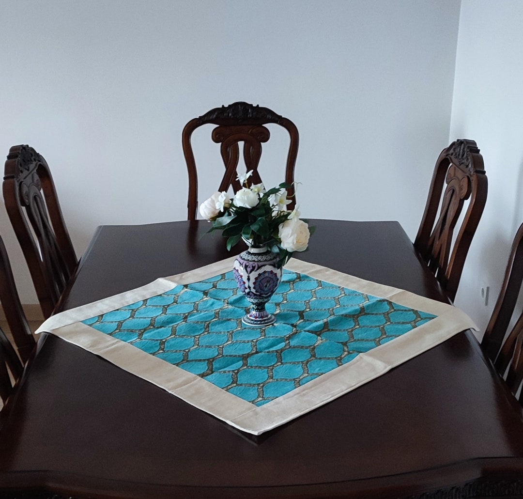 Handmade Tablecloth,modern Pattern Turquoise Color 34/34İnches,turkish ...