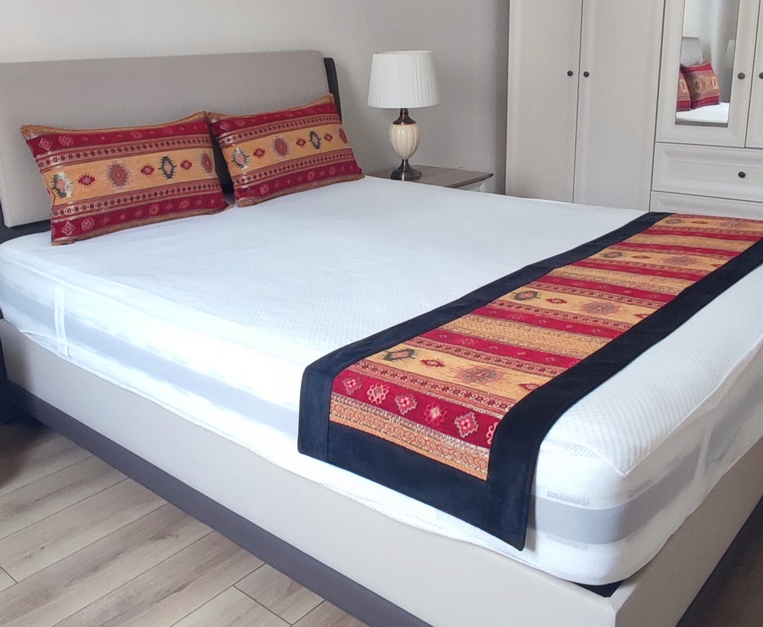 Set of Bed Runner,rug Pattern Mustard Color,1 Piece Bed Runner 20 ...