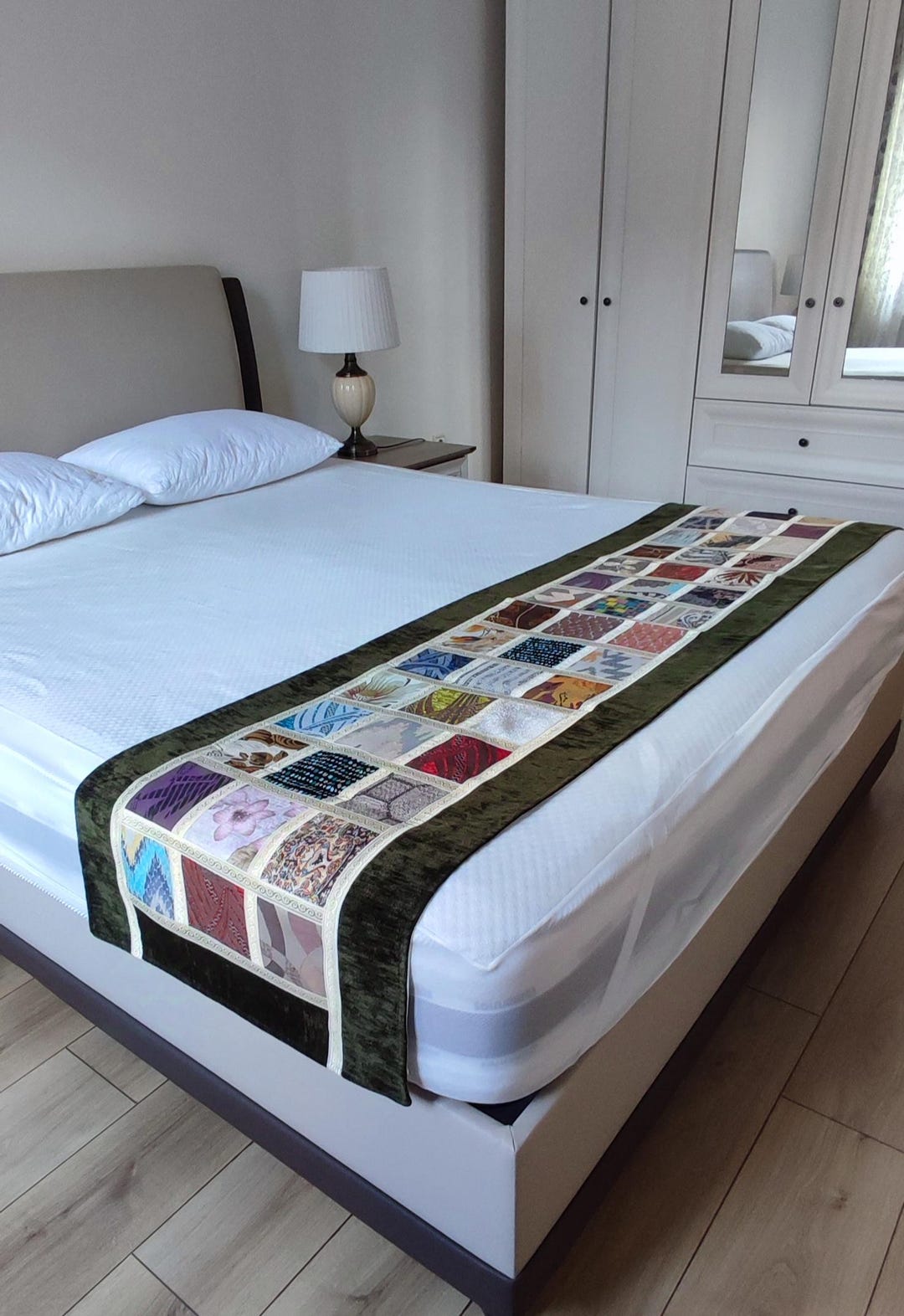 Handmade Bed Runner,patchwork Pattern Green Color 20/78"inches,modern ...
