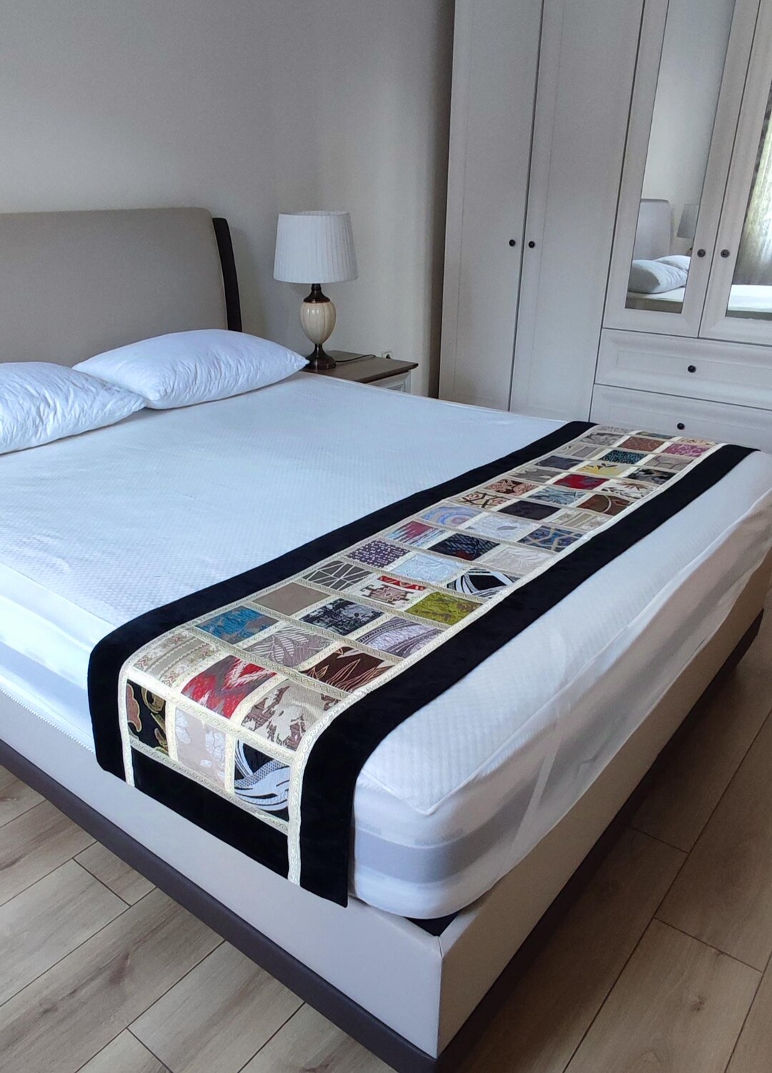 Handmade Bed Runner,patchwork Pattern Black Color 20/78"inches,modern ...