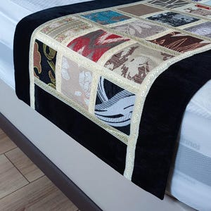 Handmade Bed Runner,patchwork Pattern Black Color 20/78"inches,modern ...