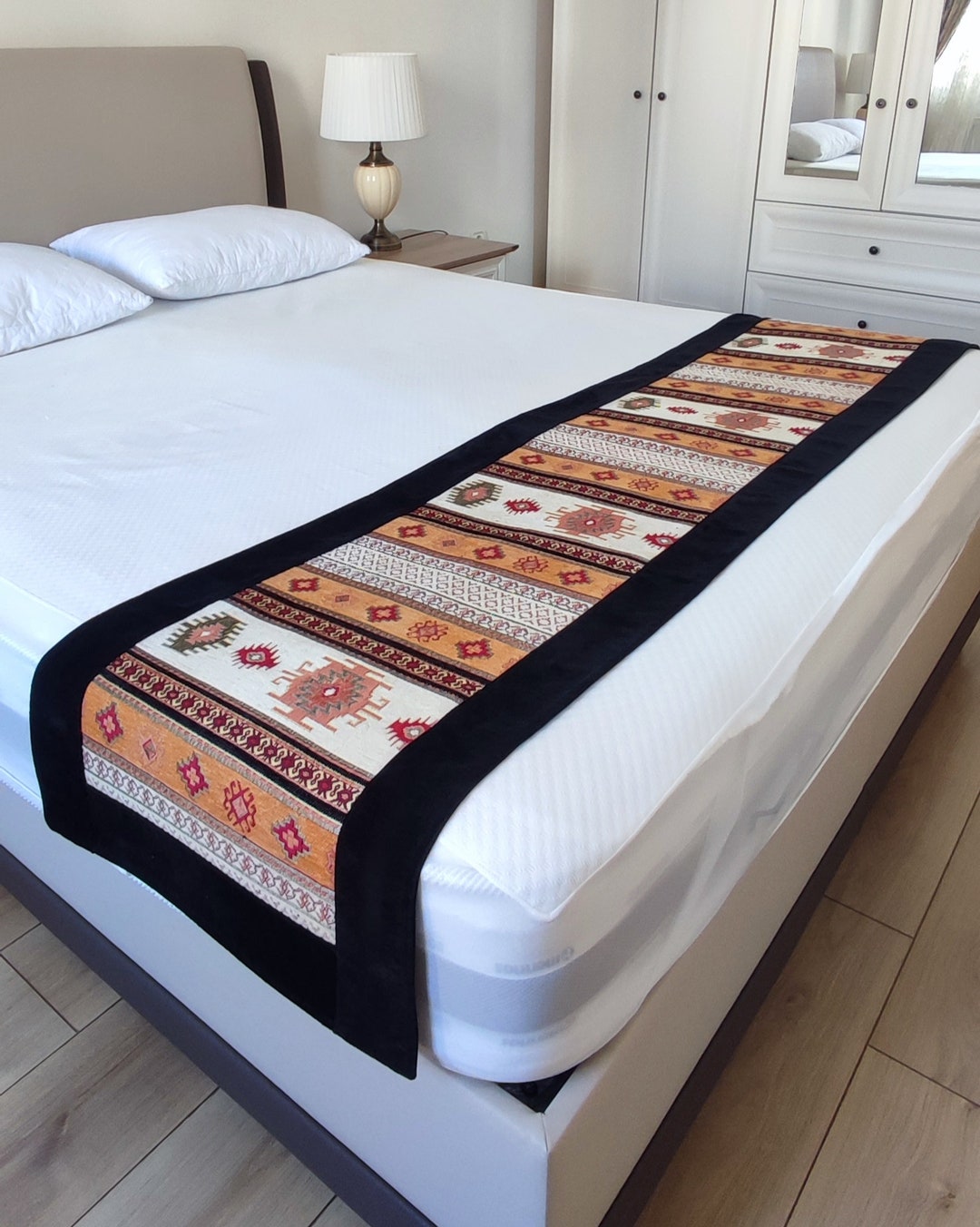 Handmade Bed Runner, Rug Pattern Beige,mustard&black Colors 20/78 ...