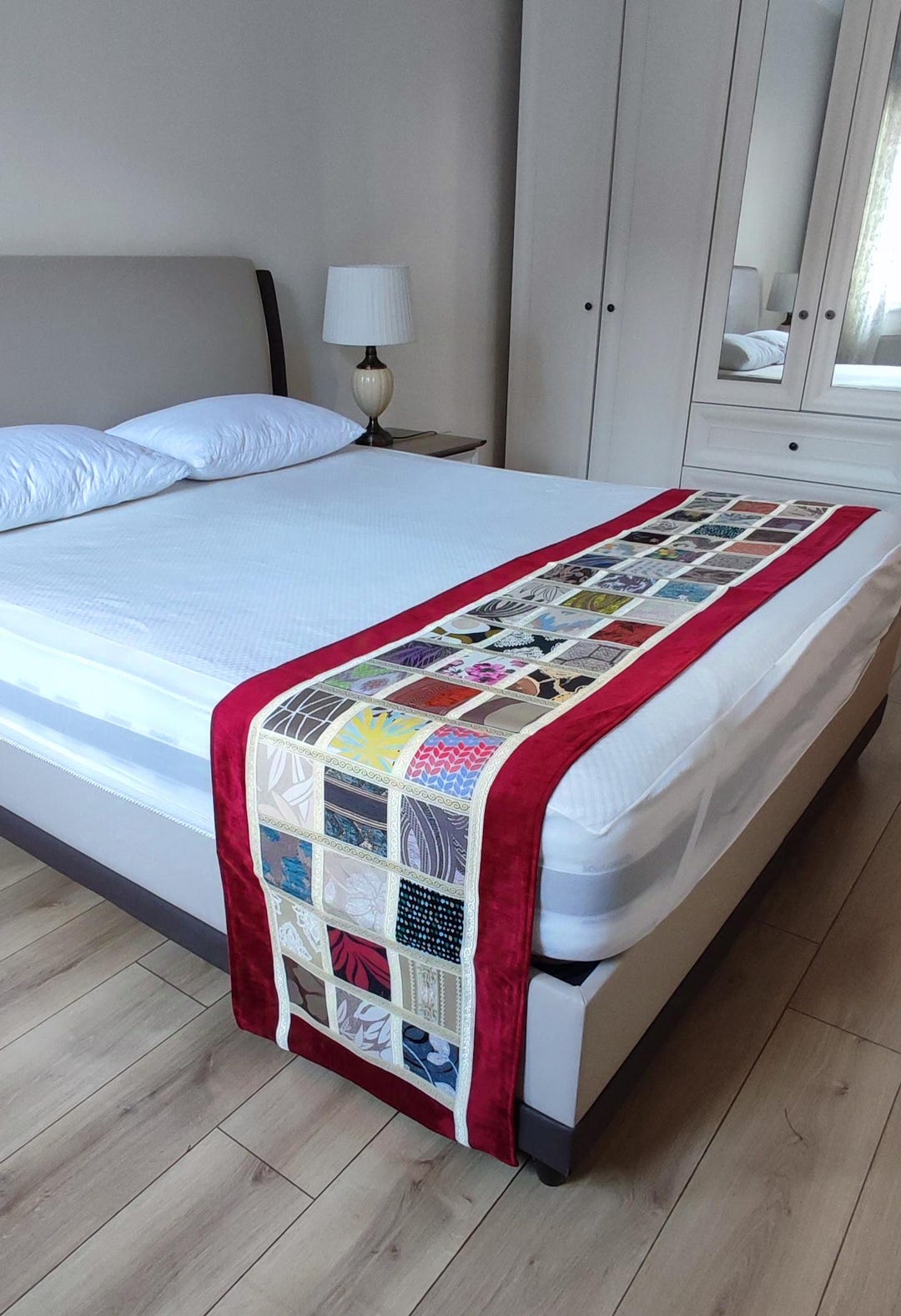 Handmade Bed Runner,patchwork Pattern Red Color 20/106"inches,modern ...