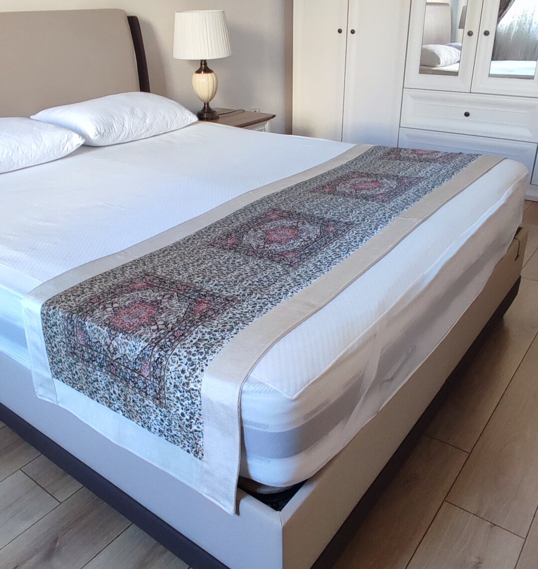 Handmade Bed Runner, Ceramic Pattern Green Color 23/82" Inches,oriental ...