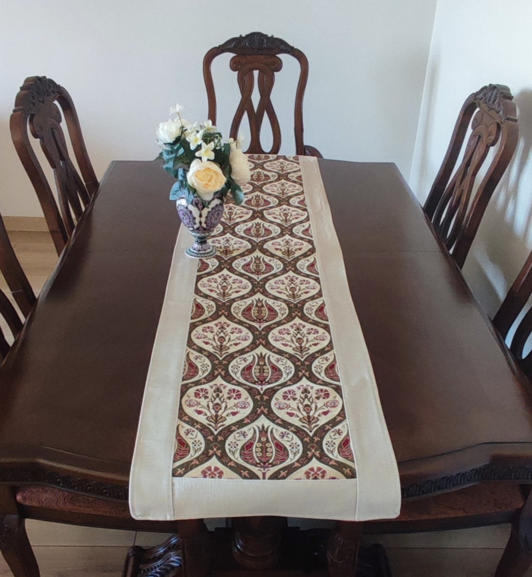 Long Dining Table Runner,tulip Pattern Beige Color 20x78"inches ...