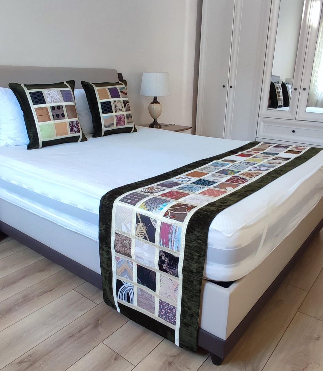 Bed Runner Set,patchwork Pattern Green Color,1 Piece Bed Runner 20/106 ...