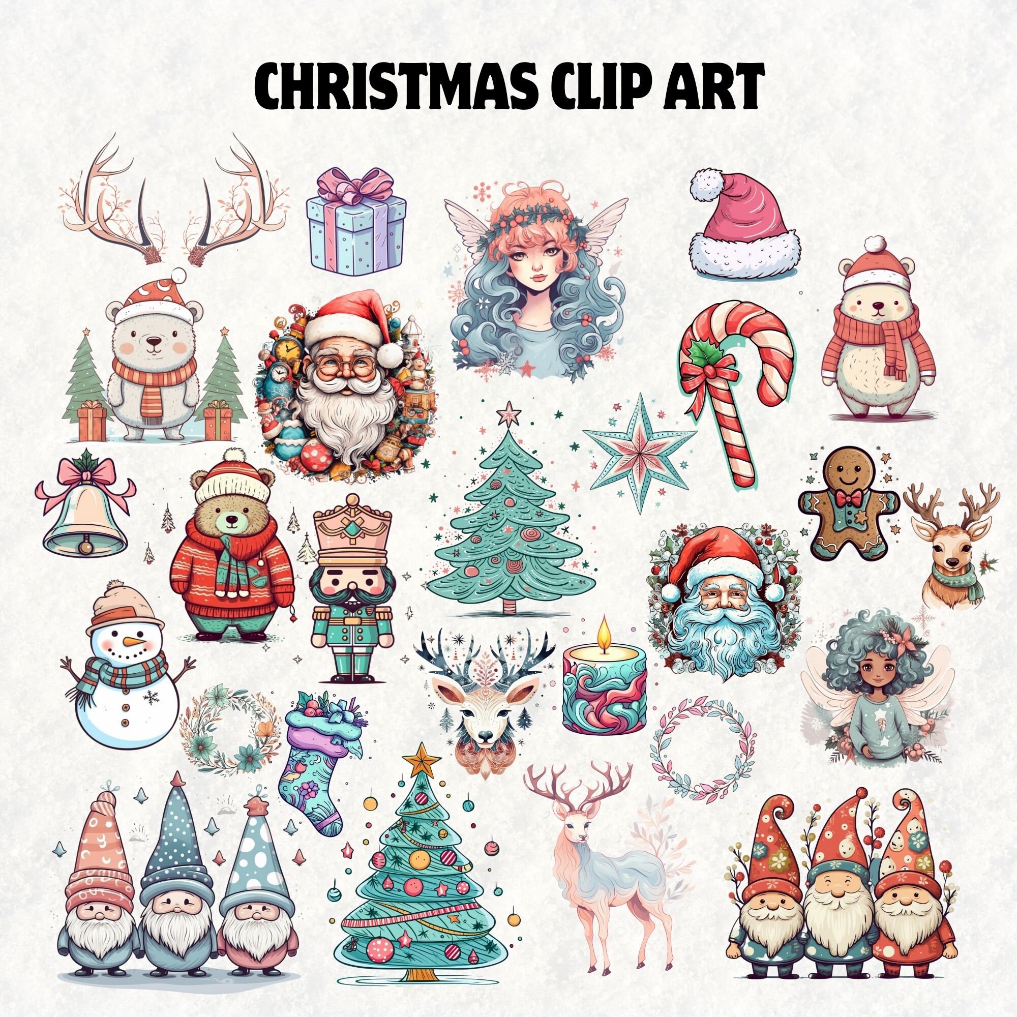 3D Inflated Christmas Letters + Clip Art + Papers Bundle, Uppercase ...