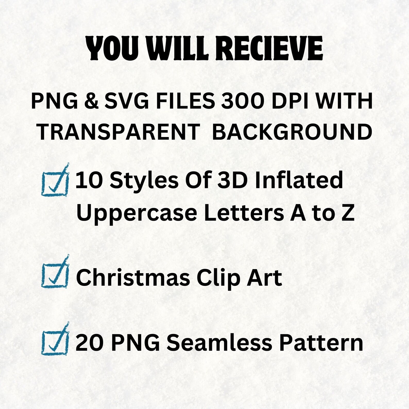 3D Inflated Christmas Letters + Clip Art + Papers Bundle, Uppercase ...