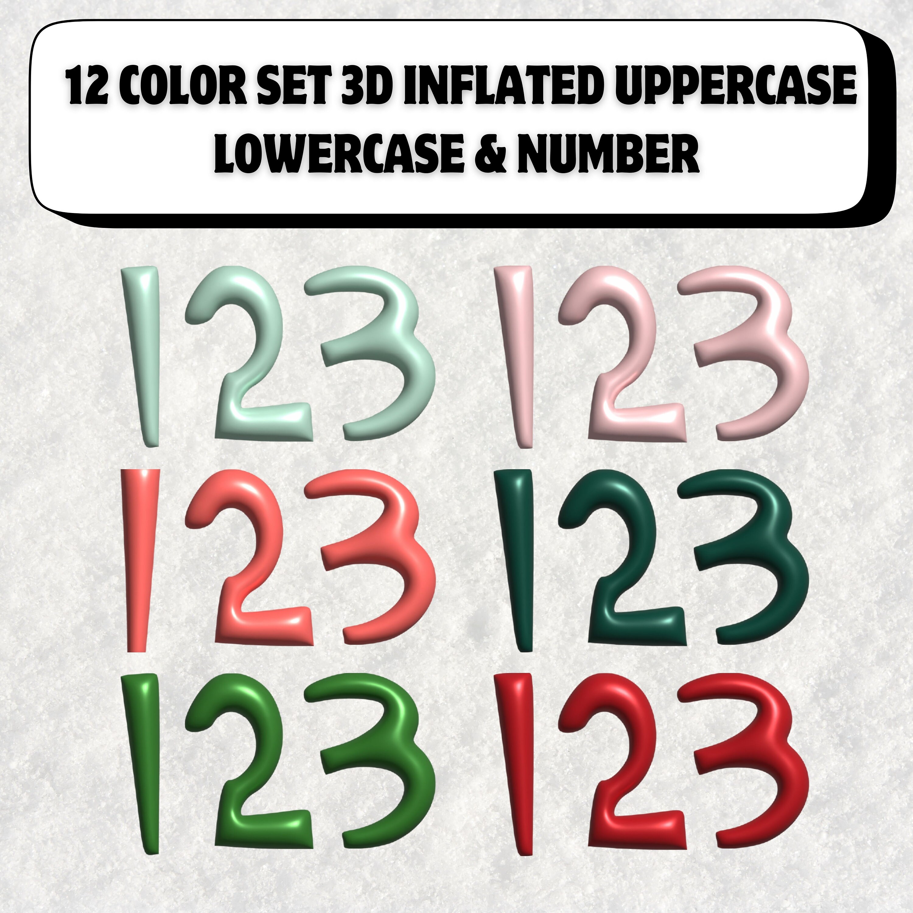 3D Christmas Letters + Clip Art Bundle, Uppercase Lowercase Number ...