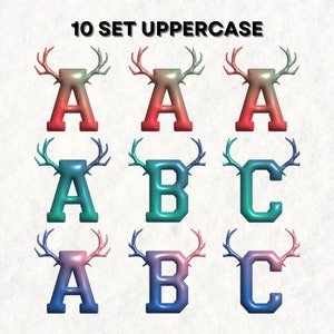 3D Inflated Christmas Letters + Clip Art + Papers Bundle, Uppercase ...