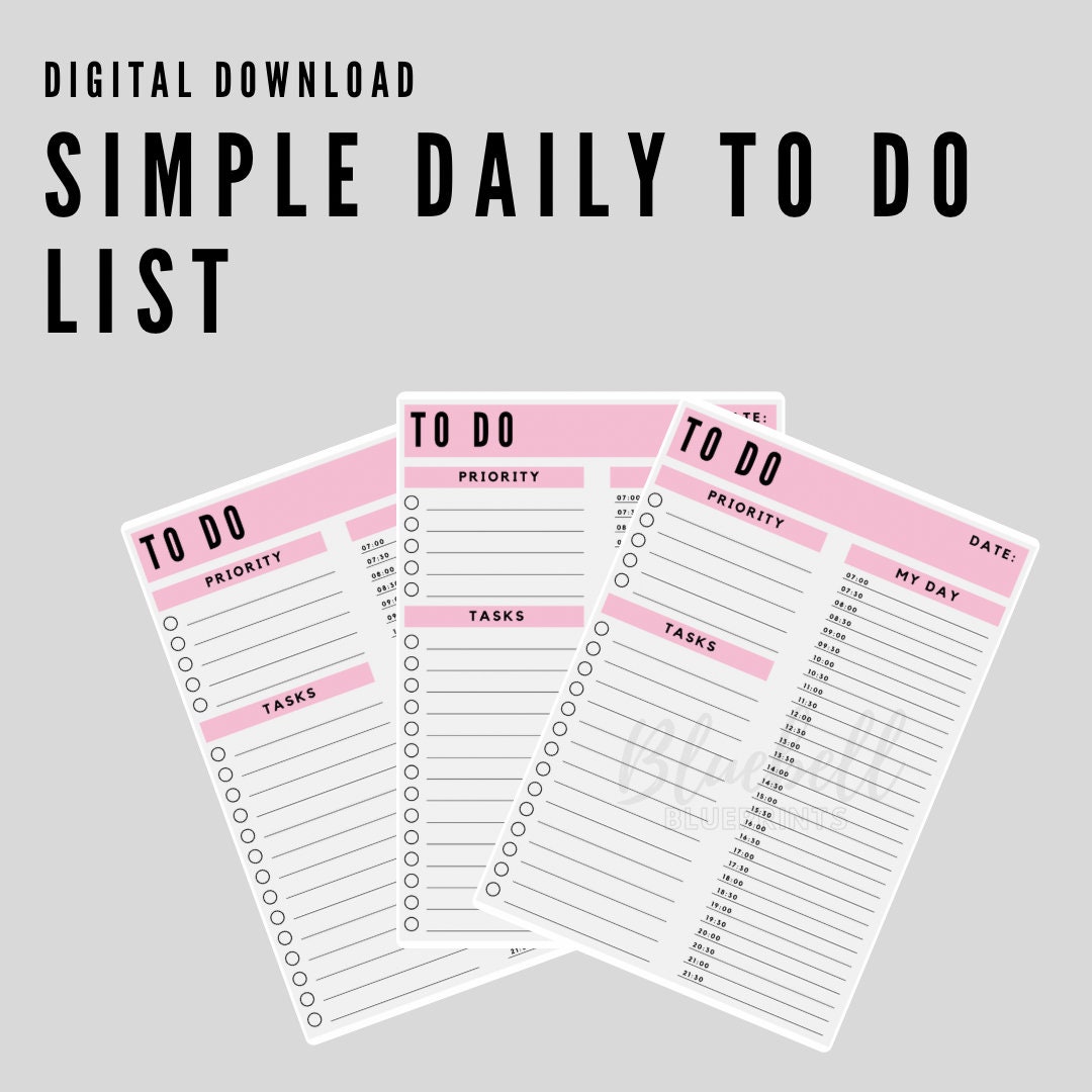 Digital Download Daily To-do List Pastel Pink - Etsy