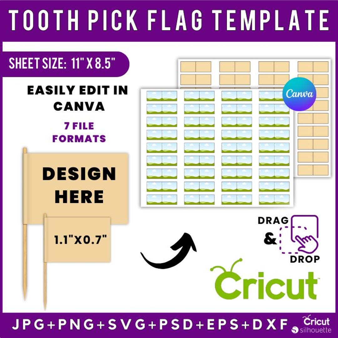 Toothpick Flag Template, Rectangular Toothpick Flag Tag Blank Template ...