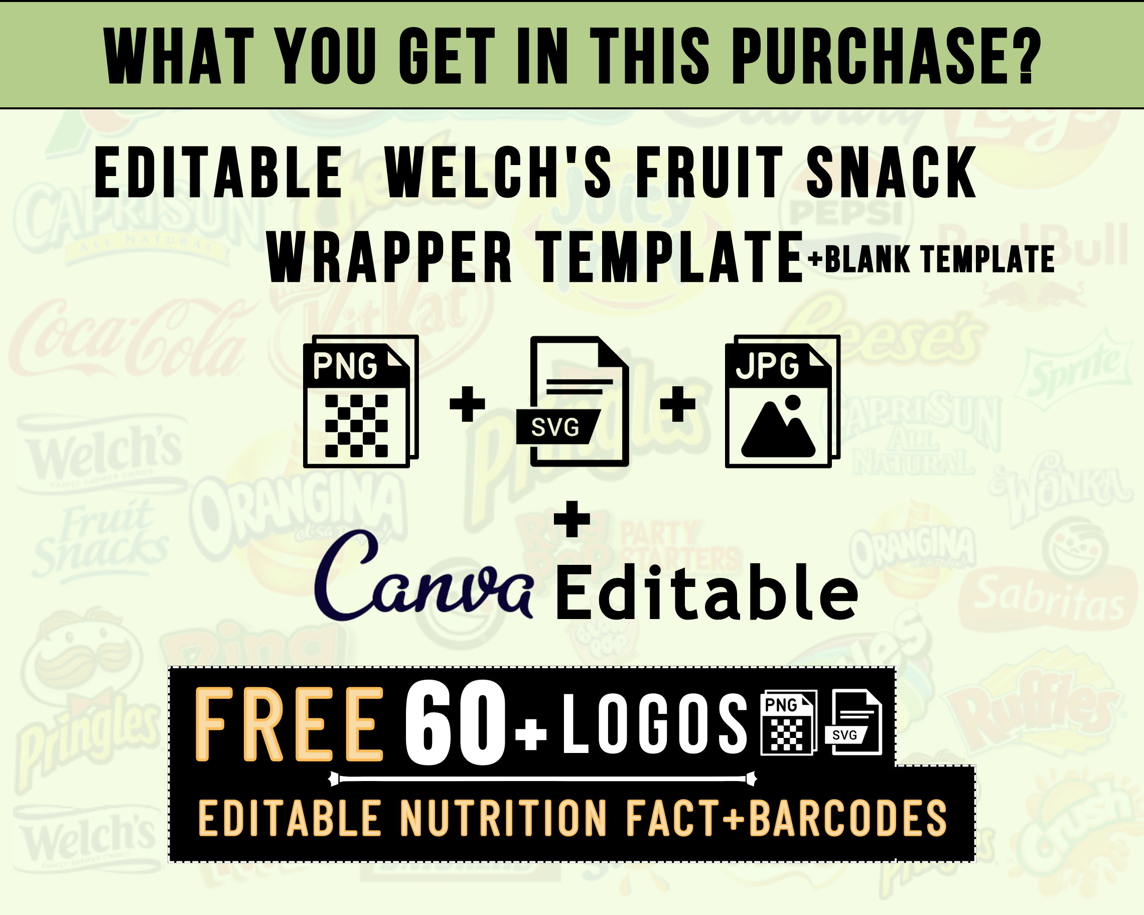Editable Fruit Snack Wrapper Template | Canva, Party Favor Label ...