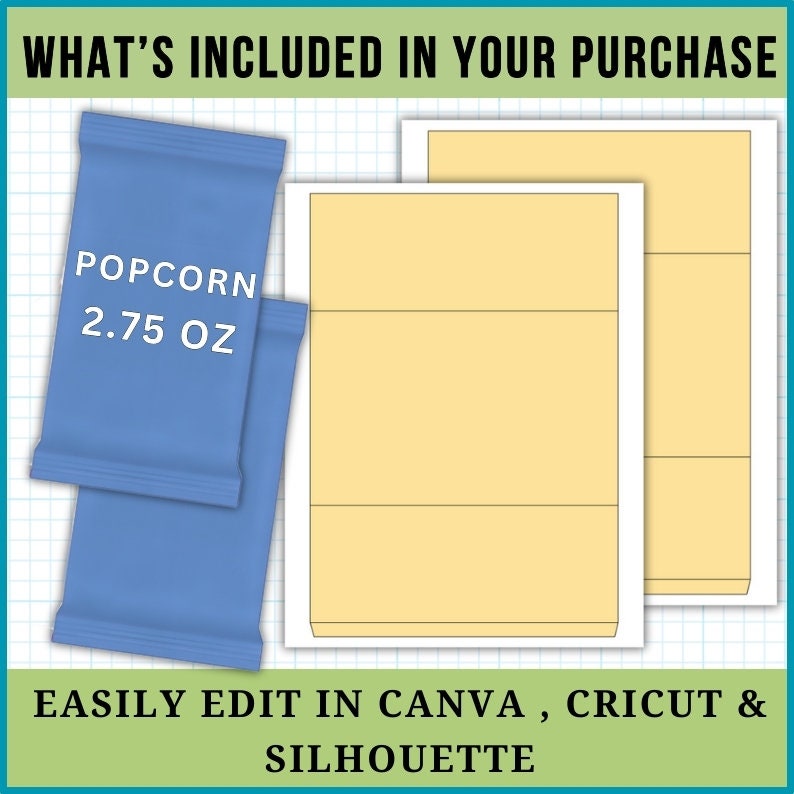 2.75 Oz Pop Corn Label Template, Microwave Popcorn Wrapper Template ...