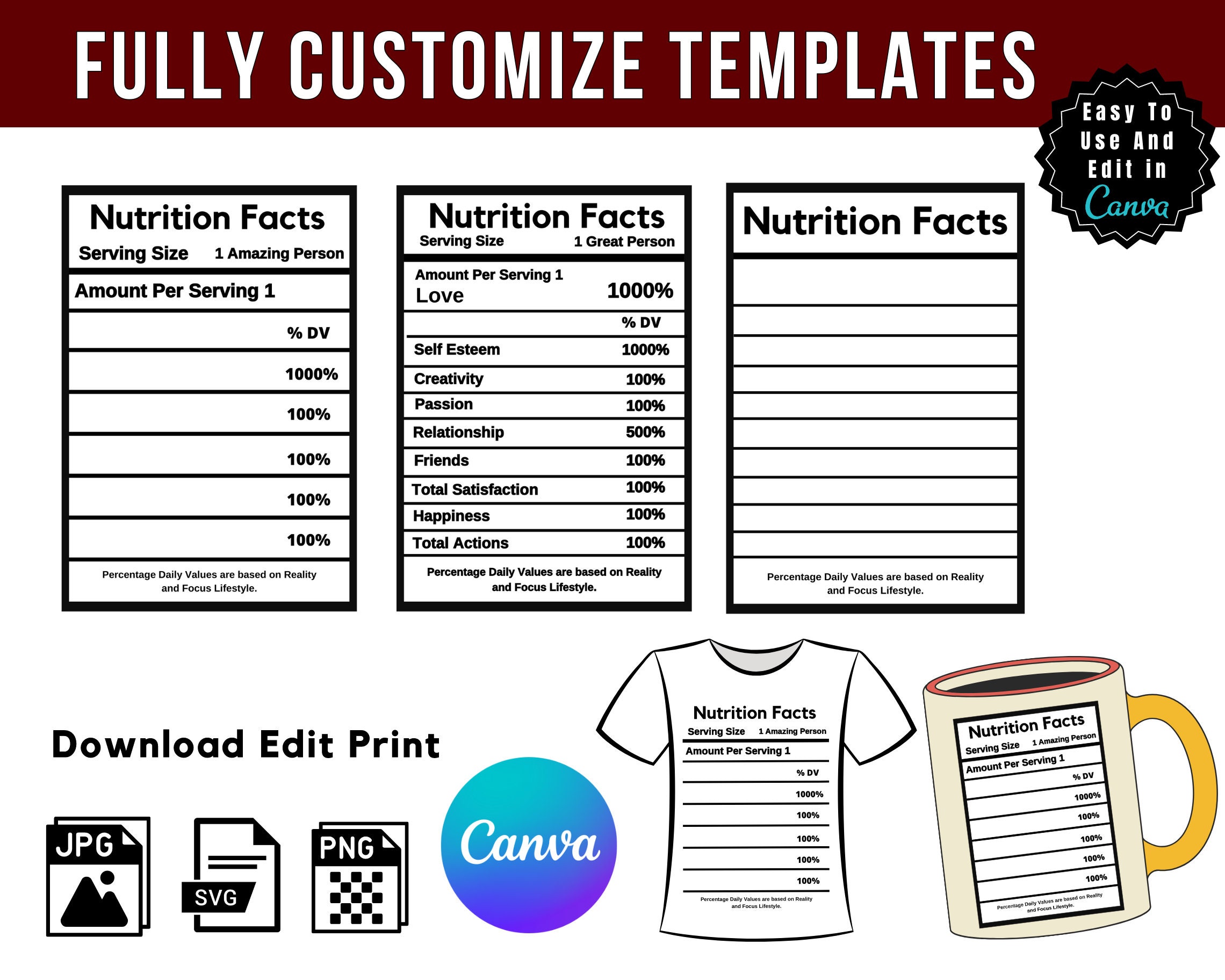 Editable Nutrition Facts Template Canva Party Favor Nutrition Facts Editable Nutrition Facts Template Canva Party Favor Nutrition Facts