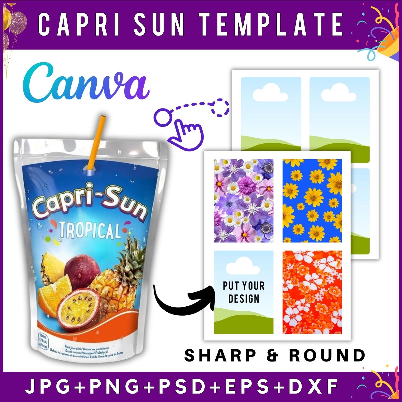 Capri Sun Label Mockup, Canva Frame Template (digital Download) - Etsy