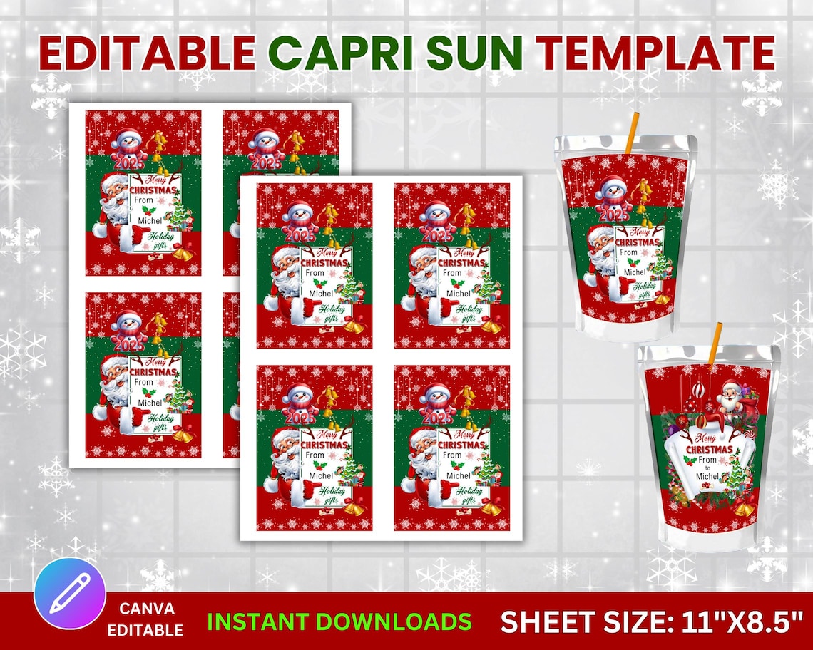 Christmas Party Favor Template Bundle, Christmas Party Templates ...