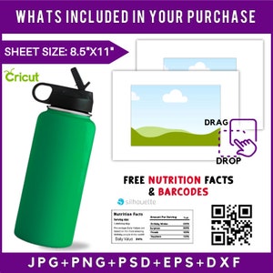 18oz-32oz Hydro Water Bottle Template, Tumbler Template Svg, Straight ...