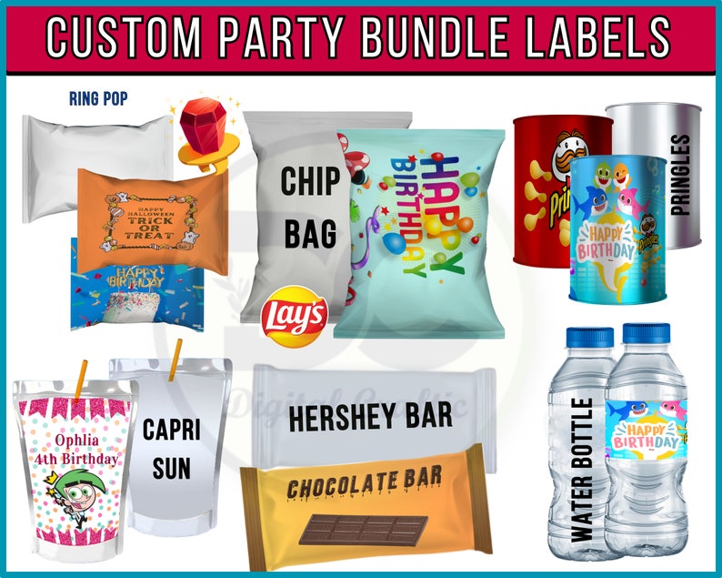 3 Custom Party Favor Bundle Custom Party Templates Custom - Etsy