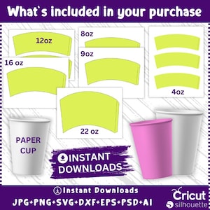 6 Paper Cup Wrapper Template, Paper Coffee Cup Template, Paper Cup ...