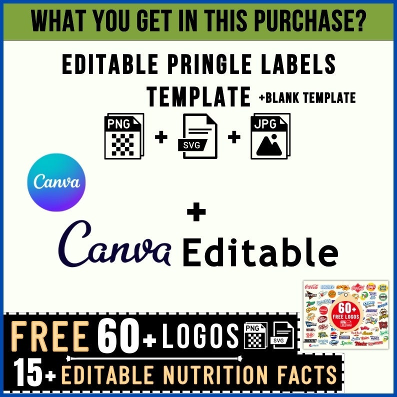 Editable Pringles Label Template, Party Favor, Canva (digital Download ...