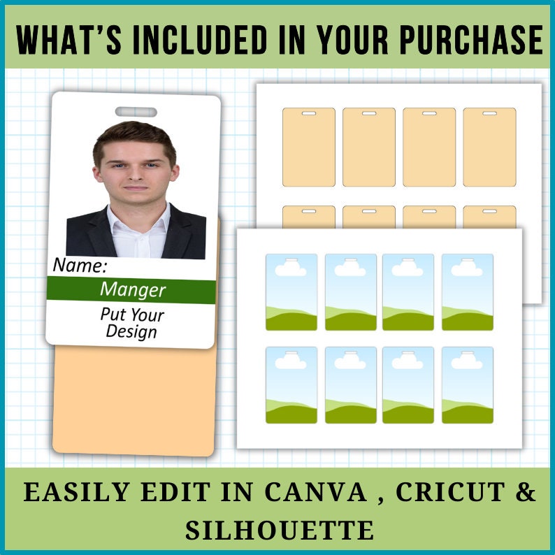 2” X 3” ID Badge Template, Id Badge Blank Template, Badge Card ...