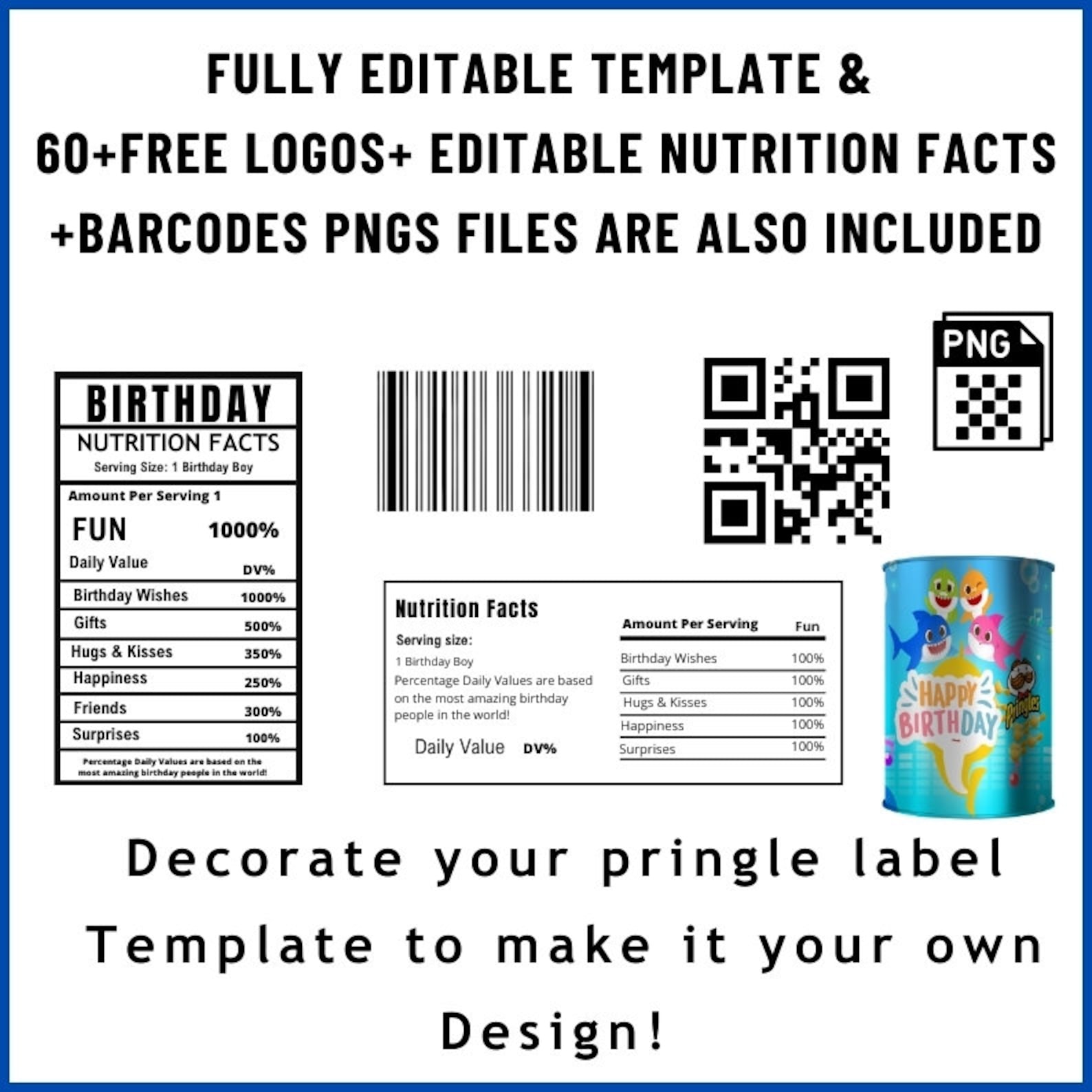 1.3 Oz Pringles Template , Chip Can Label Template, Editable Canva ...