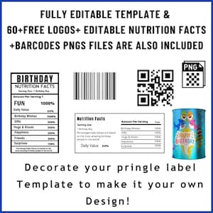 Editable Pringles Label Template, Party Favor, Canva (digital Download ...