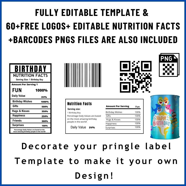 1.3 Oz Pringles Template , Chip Can Label Template, Editable Canva ...