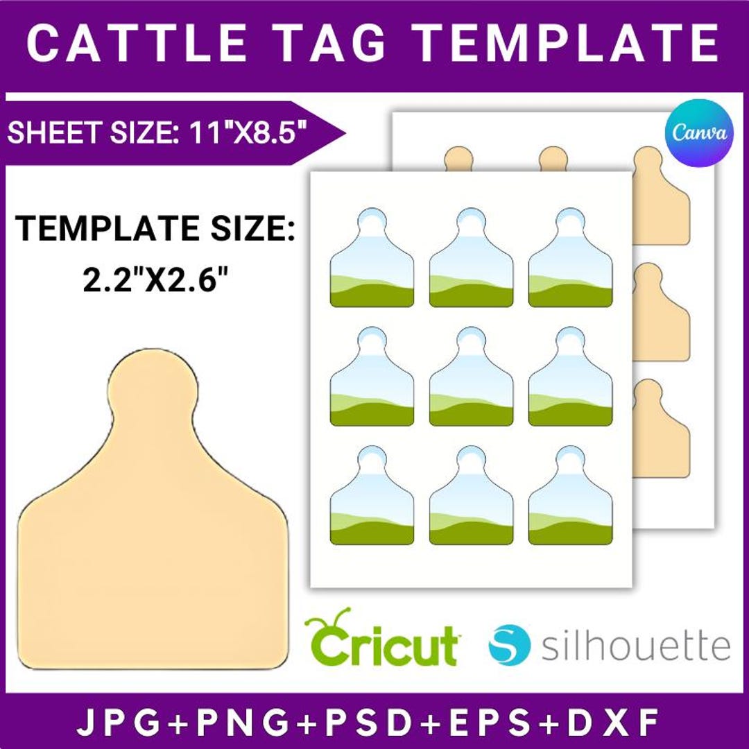 Cattle Tag Template, Cow Tag Earring, Cattle Tag Svg, Cow Tag Keychain ...