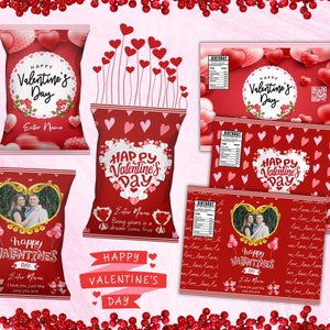 Valentine's Day Chip Bag Template , Valentine's Day Favor Bag ...